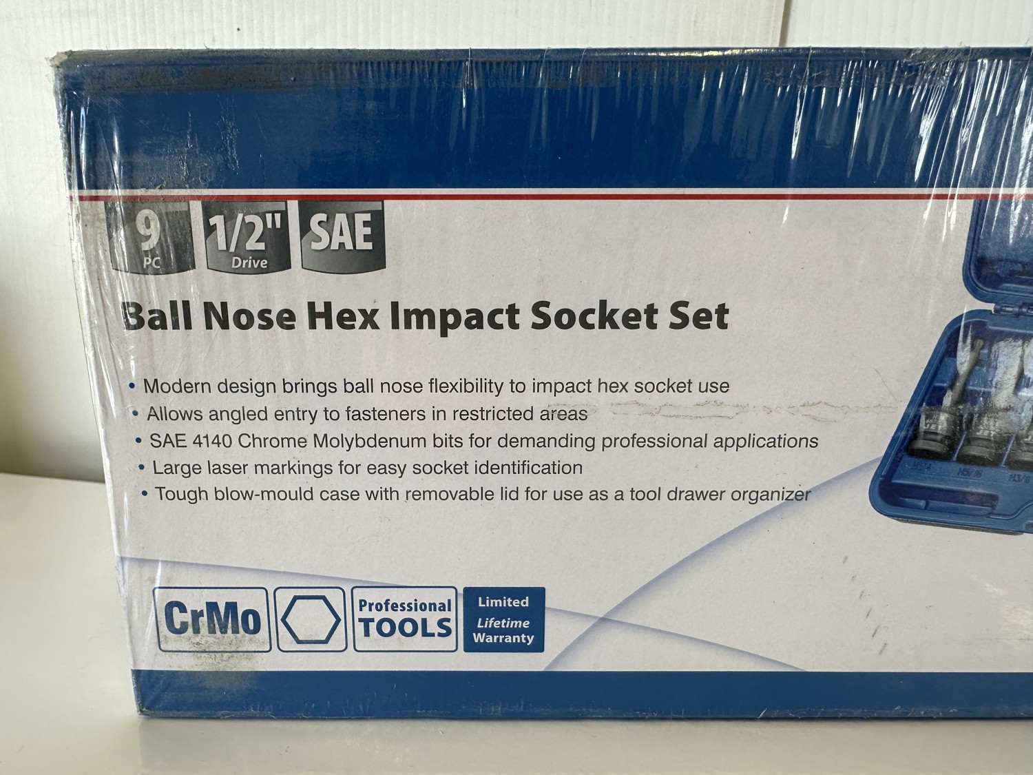 9 Piece Ball Nose Hex Impact Socket Set and 1/4 Inch Drive Partial ...