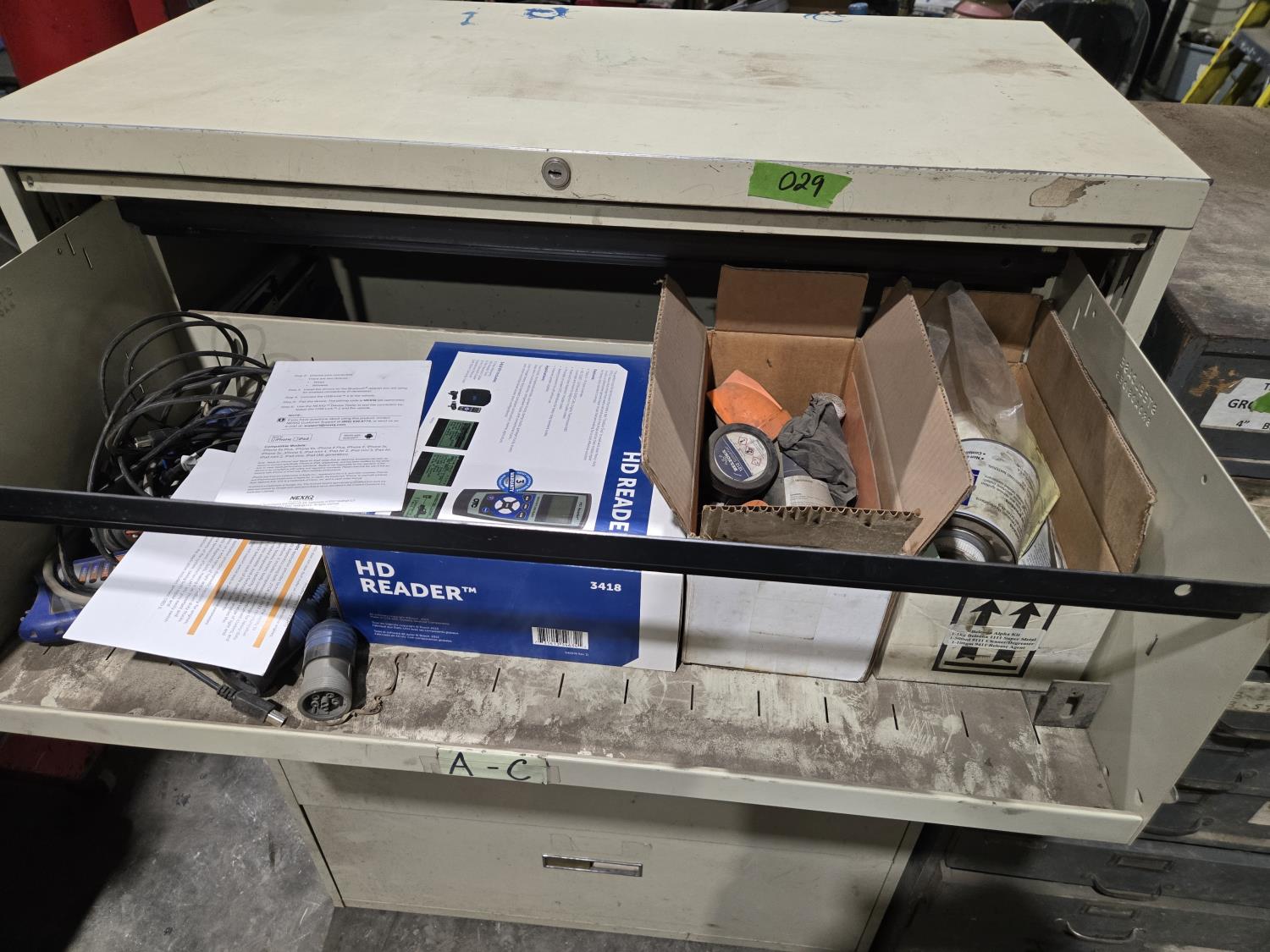 (1) 4 Drawer Filling Cabinet & (1) 10 Drawer Wooden Cabinet with ...