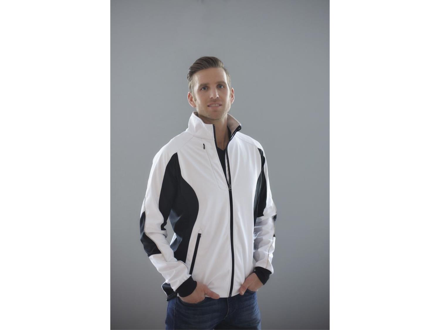 (6) Large White/Black Cruz Soft Shell Men's Jacket - 26BJ | Team Auctions